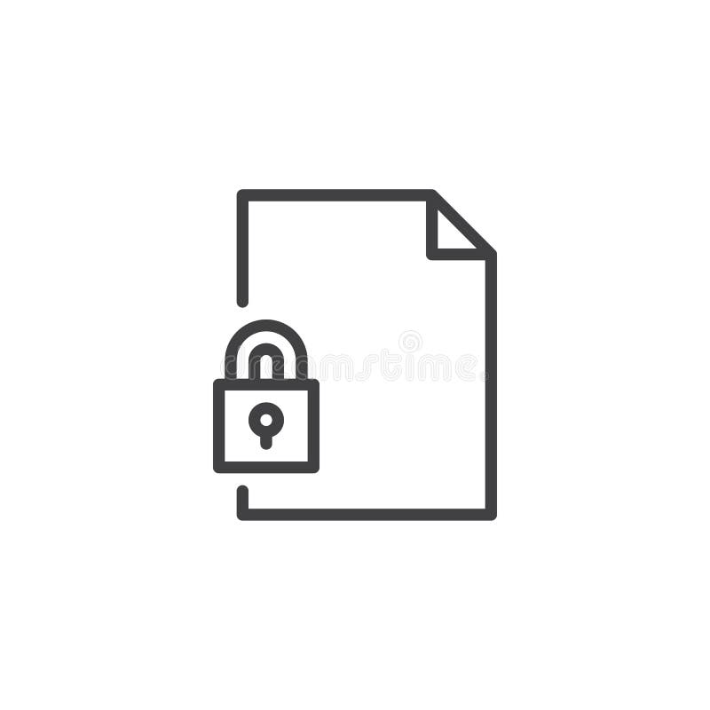Locked file outline icon stock vector. Illustration of safety - 115490530