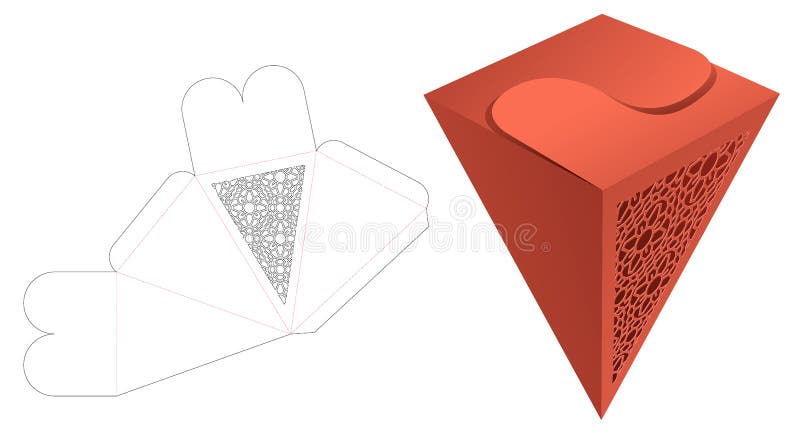 Flip Box with Stenciled Pattern on Top Flip Die Cut Template and 3D ...