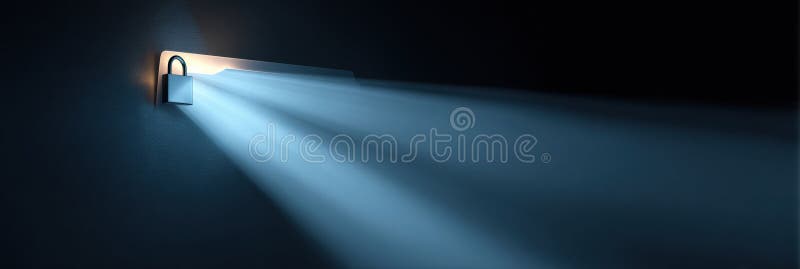 Locked Folder Illuminated by Phishing Spotlight in a Dark Environment ...