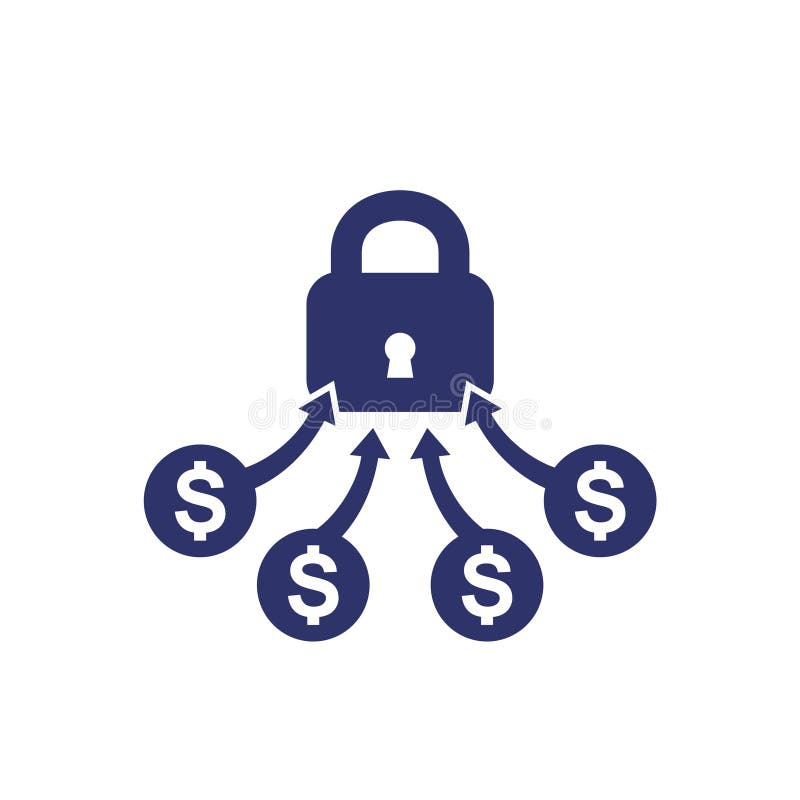 Locked Funds, Money Icon on White Stock Vector - Illustration of cost ...
