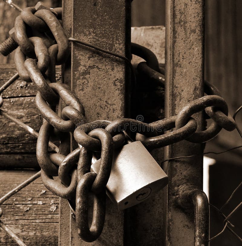Abandoned Factory Locked Gate Stock Image - Image of background ...