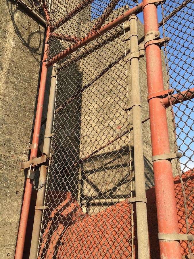 Locked Gate and Chain Link Fence Stock Photo - Image of metal, fine ...