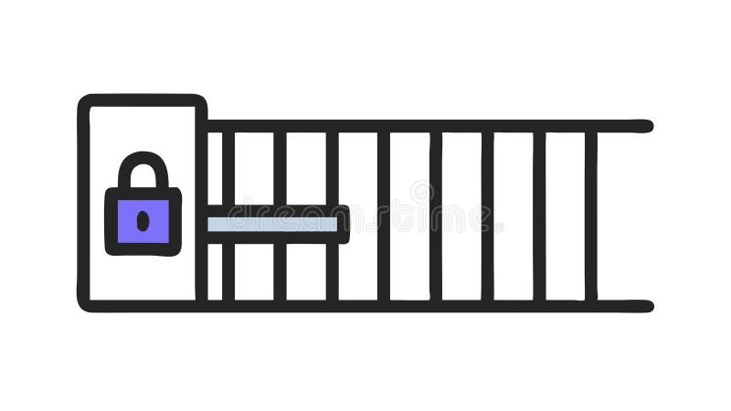 Locked Gate Security Icon Access Restriction Symbol Graphic, Vector ...