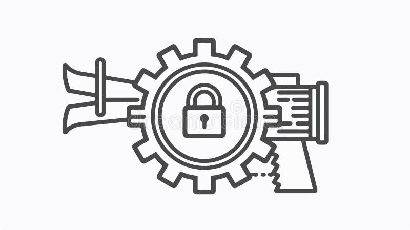 Locked Gear Symbol Center Megabyte Concept Stock Vector - Illustration ...