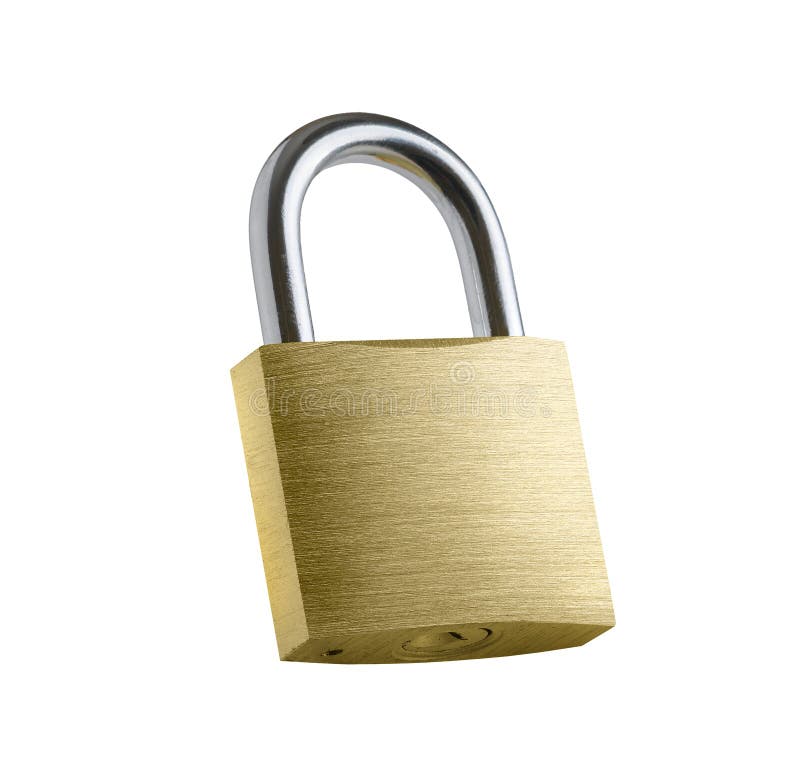 Locked Golden Padlock on the White Background. Stock Image - Image of ...