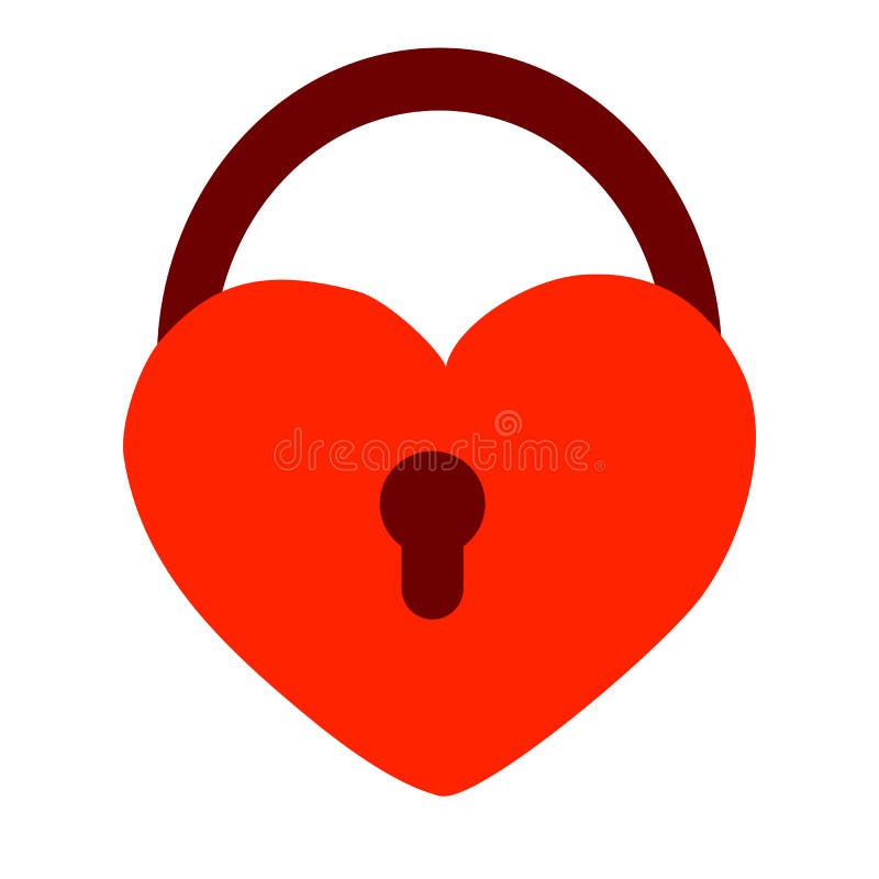 Locked Heart Shaped Lock, Design Element for Valentines Day, Vector ...
