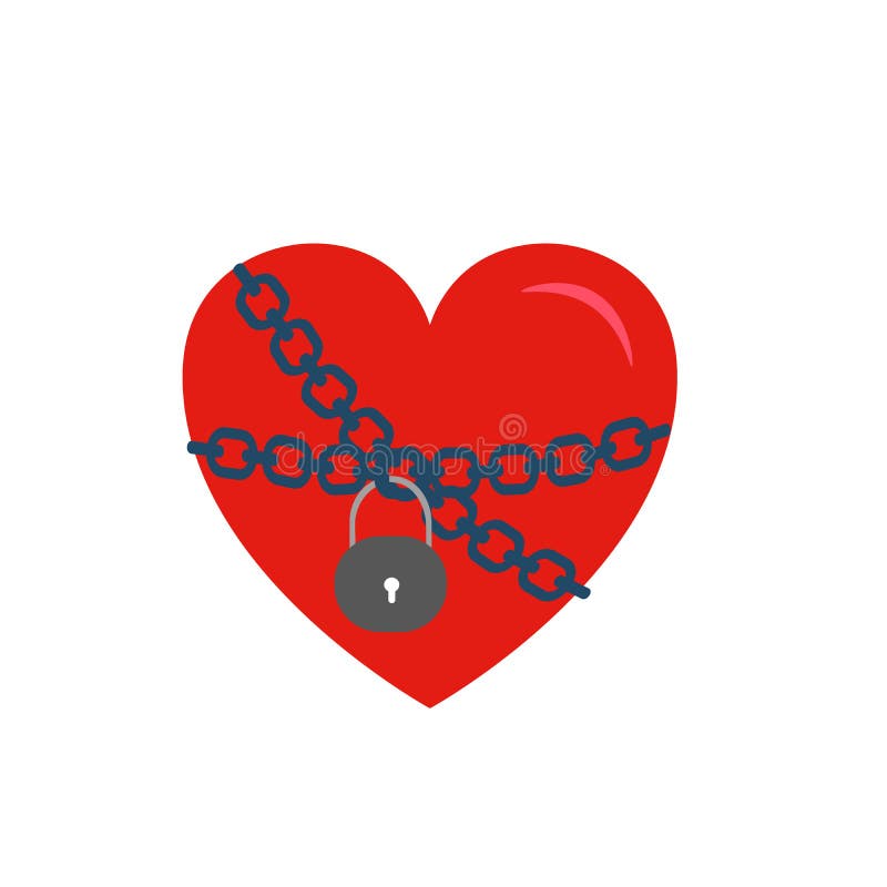 Locked Heart Wrapped in Chains, Vector Illustration Isolated on White ...