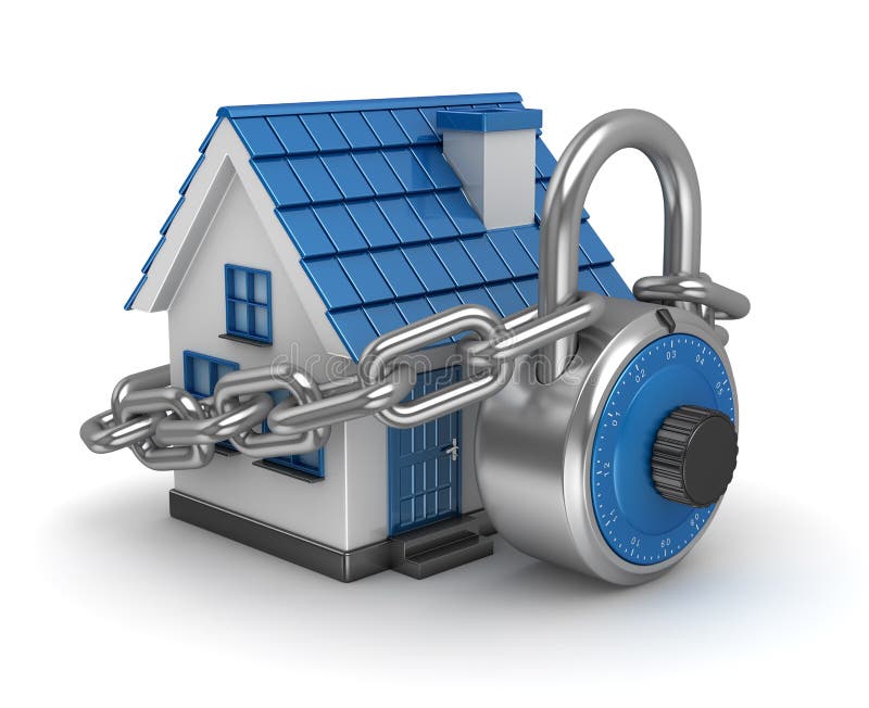 Blue house Locked stock illustration. Illustration of safe - 29823317