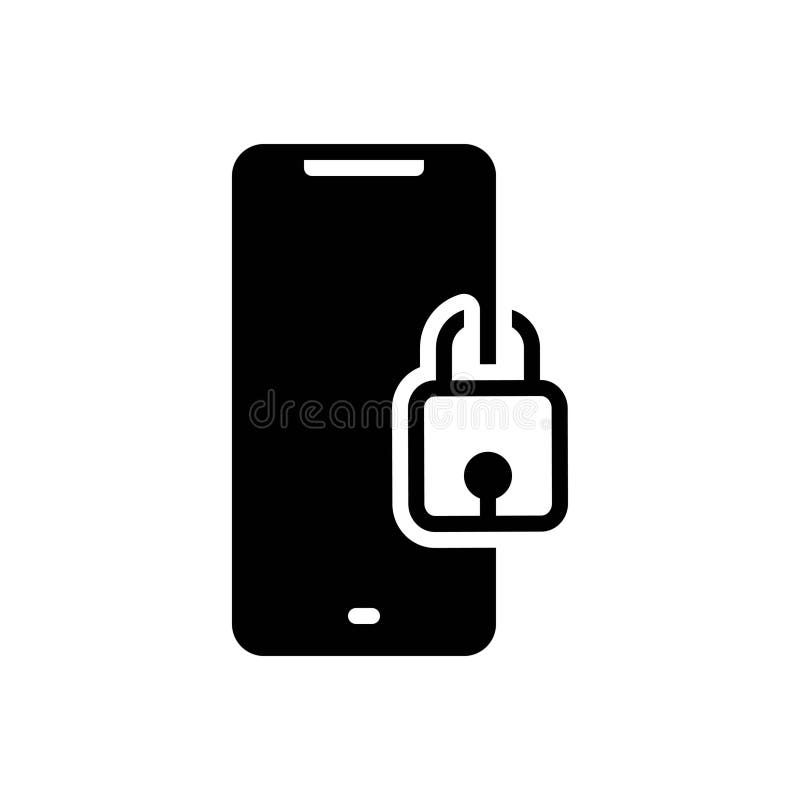 Black Solid Icon for Locked, Phone and Security Stock Illustration ...