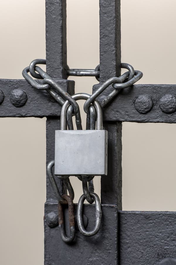 Locked Iron Prison Gate stock image. Image of lock, safety - 46439431