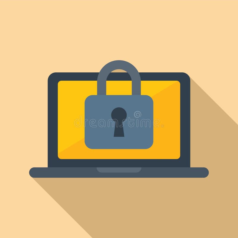 Locked Laptop Icon Flat Vector. Data Protect Stock Illustration ...