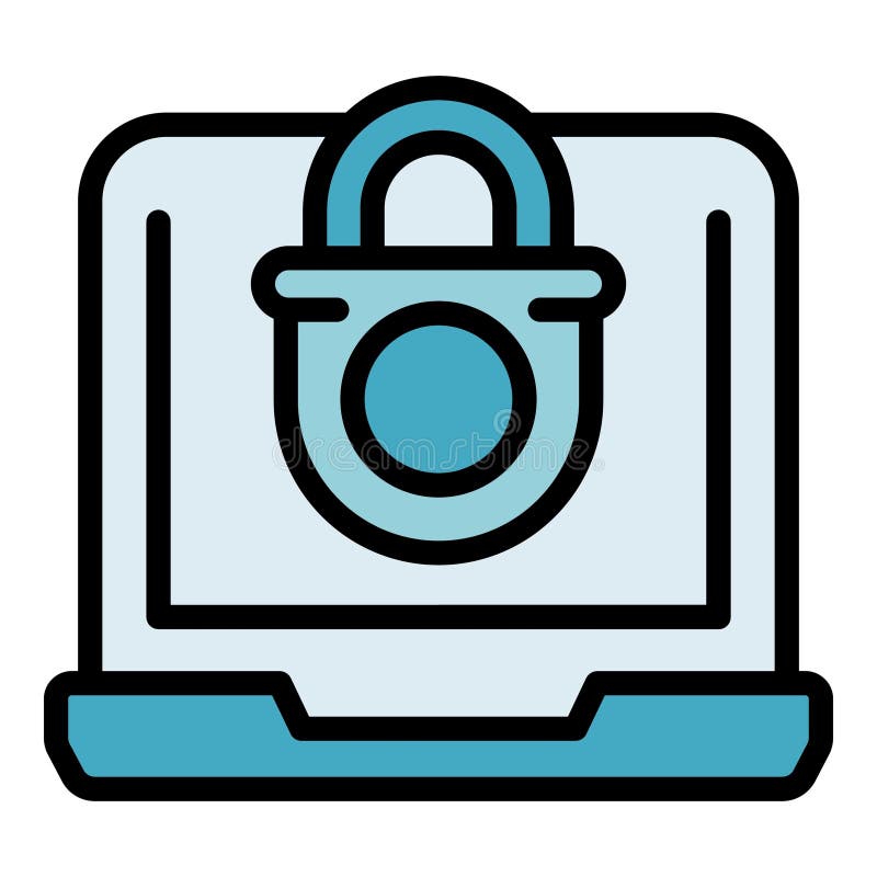 Locked Laptop Icon Vector Flat Stock Illustration - Illustration of ...