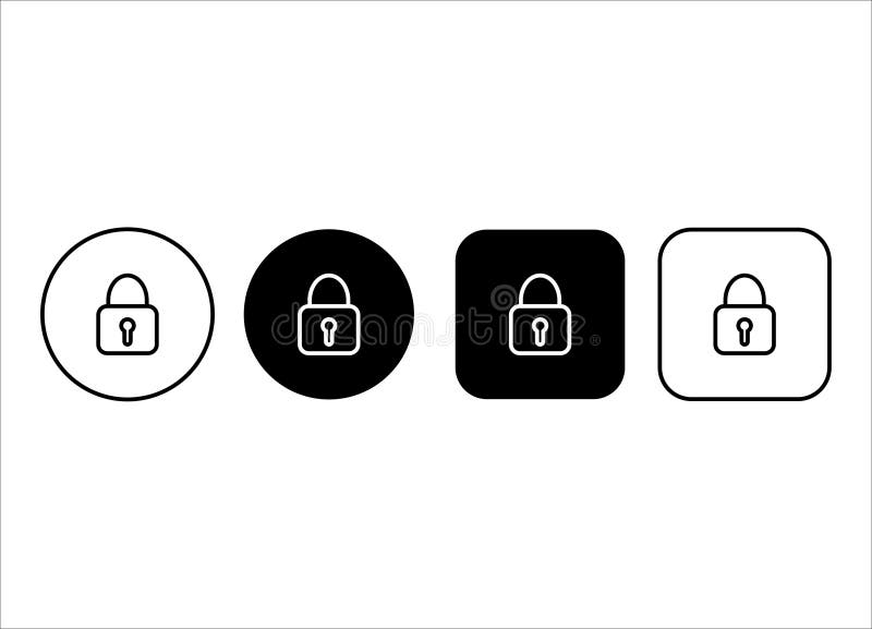 Locked Line Icon Set. Buttons with Padlock. Editable Stroke Stock ...
