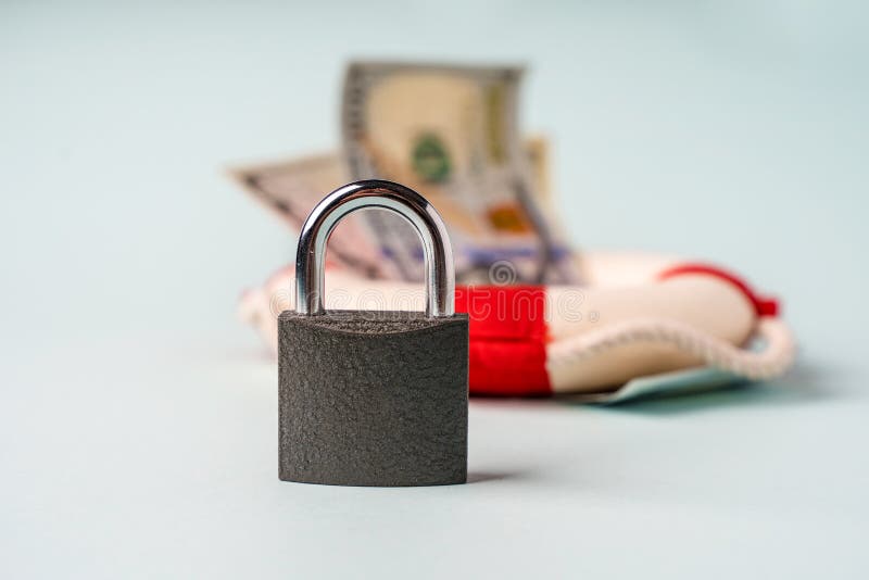 Locked Lock on Banknotes As a Concept of Financial Security of Deposits ...