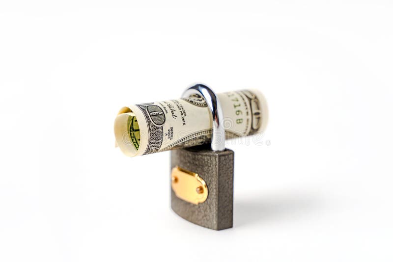 Locked Lock on Banknotes As a Concept of Financial Security of Deposits ...
