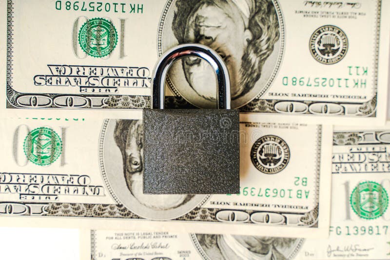 Locked Lock on Banknotes As a Concept of Financial Security of Deposits ...