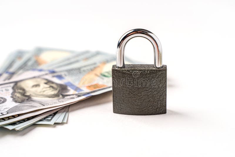 Locked Lock on Banknotes As a Concept of Financial Security of Deposits ...
