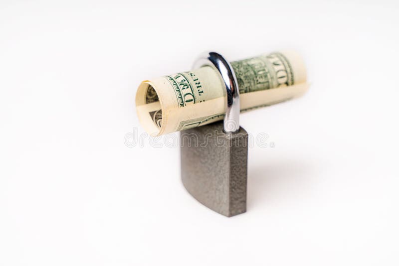 Locked Lock on Banknotes As a Concept of Financial Security of Deposits ...