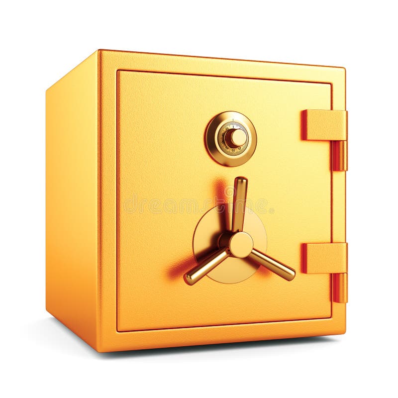 Locked Metal Bank Safe on White Background Stock Illustration ...