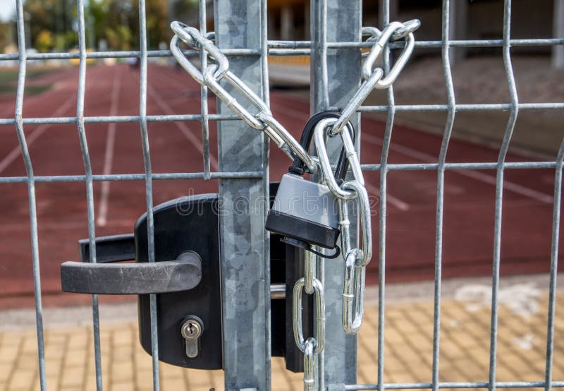 Locked Metal Gate with Chain and Padlock Stock Photo - Image of access ...