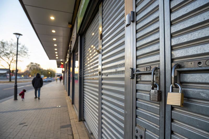 Locked Metallic Roller Shutter Doors for Shop Security Stock ...