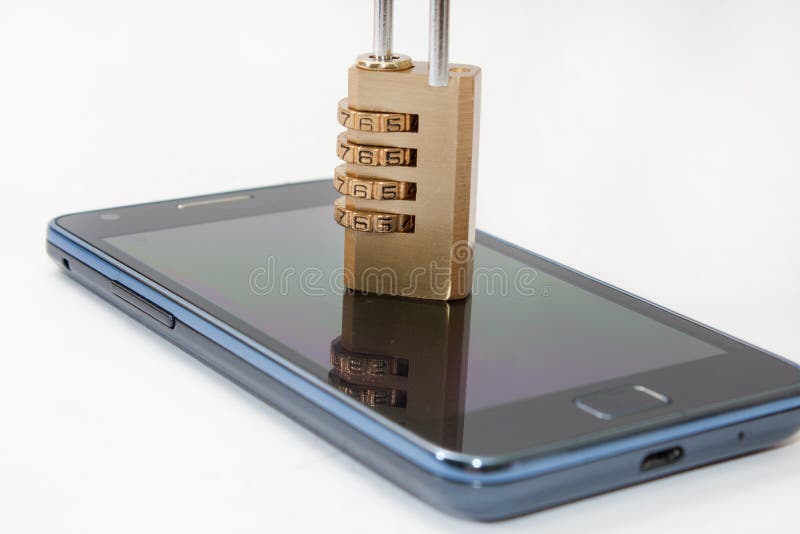 Locked Mobile Phone with Padlock Combination Stock Image - Image of ...
