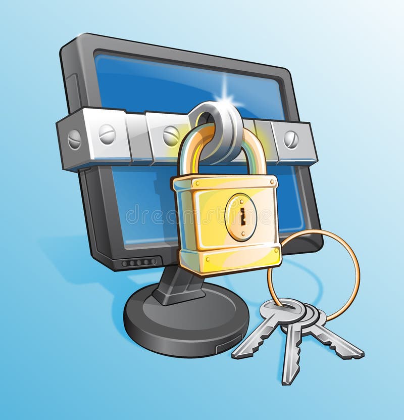 Locked Monitor stock illustration. Illustration of lock - 12682318