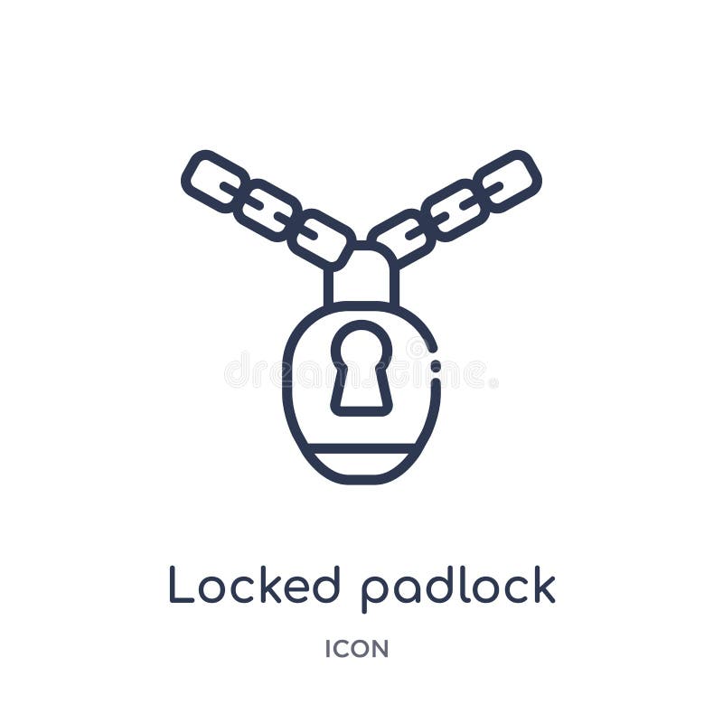 Locked Padlock with Chain Icon from Security Outline Collection. Thin ...