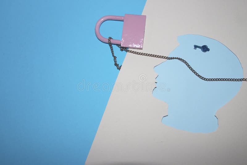 Locked Padlock and Chain in the Paper Head but Also the Key, the ...