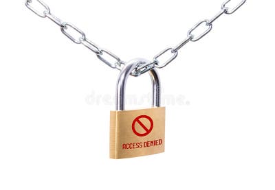 Locked Padlock and Chain with Sign Access Denied Stock Image - Image of ...