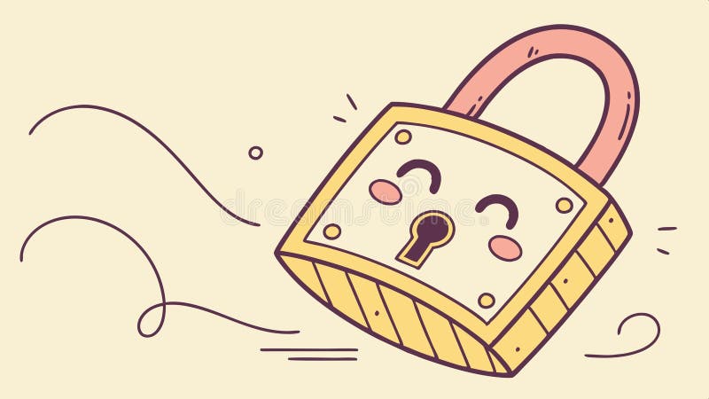 Locked Padlock with Cute Smiling Face Illustration Vector Design ...