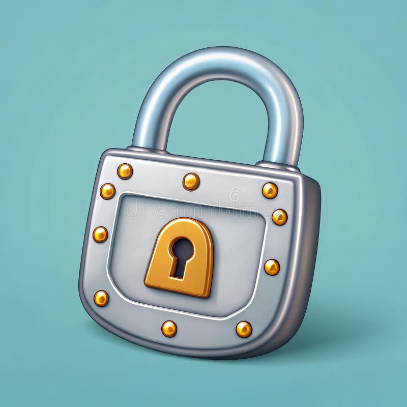 Locked Padlock Icon, Silver Metallic, 3D Cartoon Plastic Style Stock ...