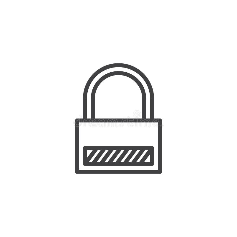Locked padlock line icon stock vector. Illustration of password - 144026973