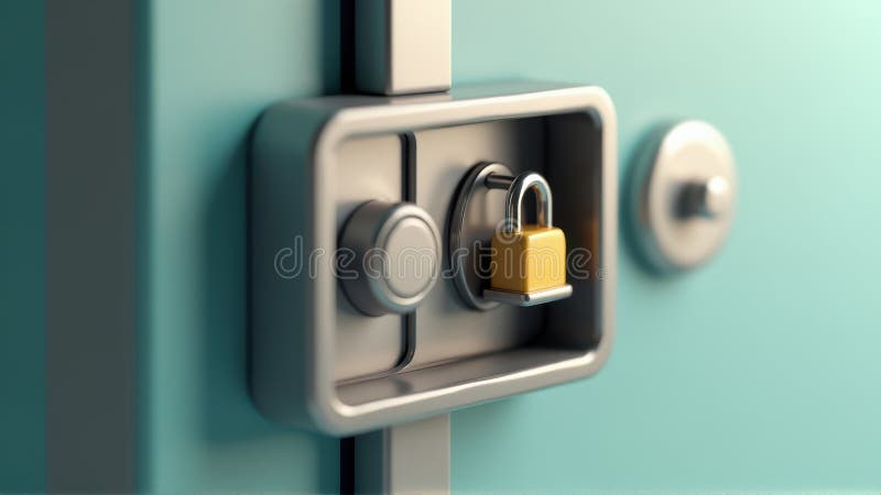 Locked Padlock on Modern Door Stock Illustration - Illustration of ...