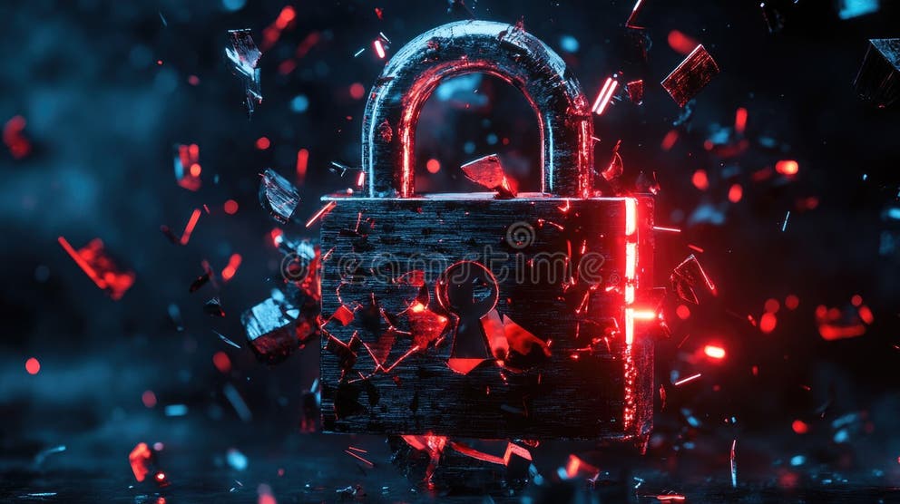 Locked Padlock with Red Lights Stock Photo - Image of locked, security ...