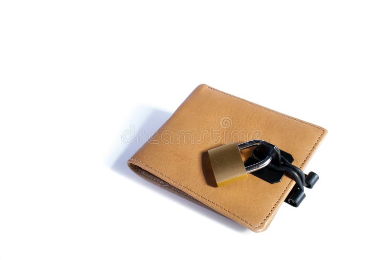 Locked wallet stock image. Image of money, brass, leather - 30279805