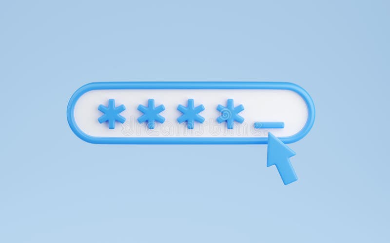 Locked Password Field With Cursor 3d Render Input Box With Asterisks 0580