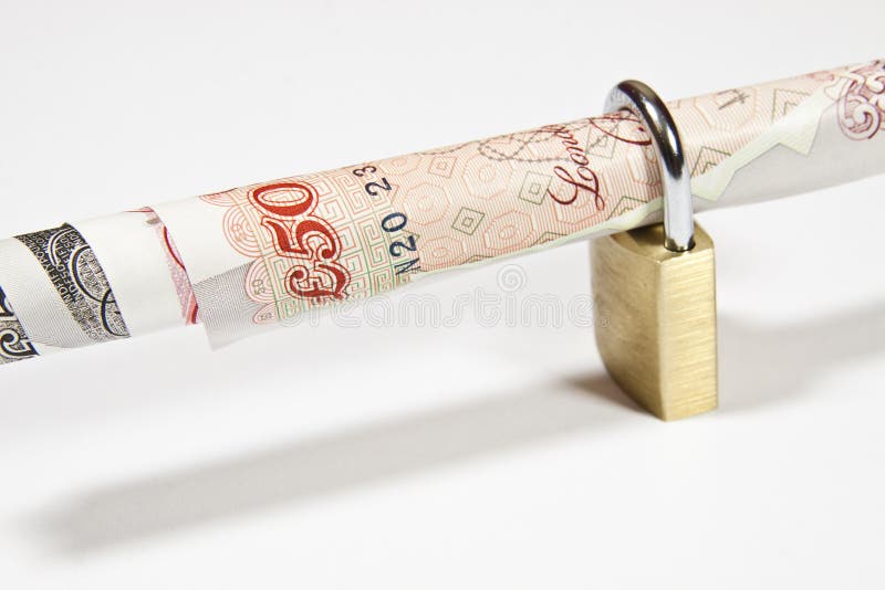 Locked Pound Banknotes Isolated on White Editorial Image - Image of ...