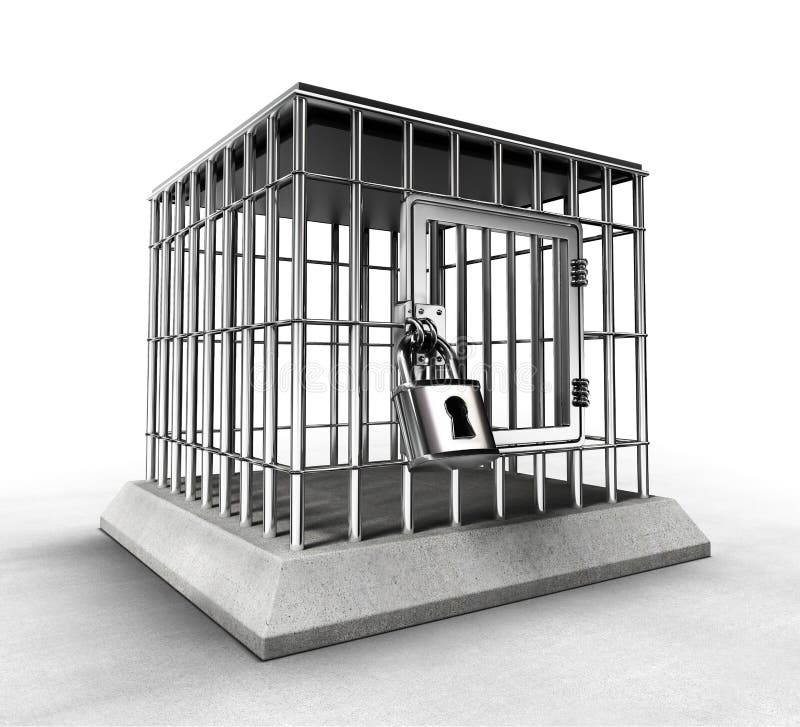 Locked Prison Cage with Heavy Metal Bars Stock Illustration ...