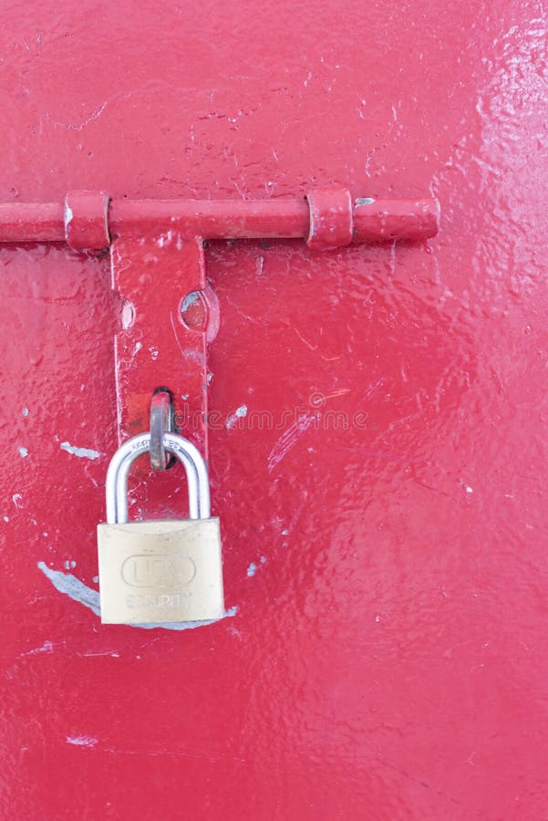 Locked Red Door stock photo. Image of brass, bright, closed - 68338150