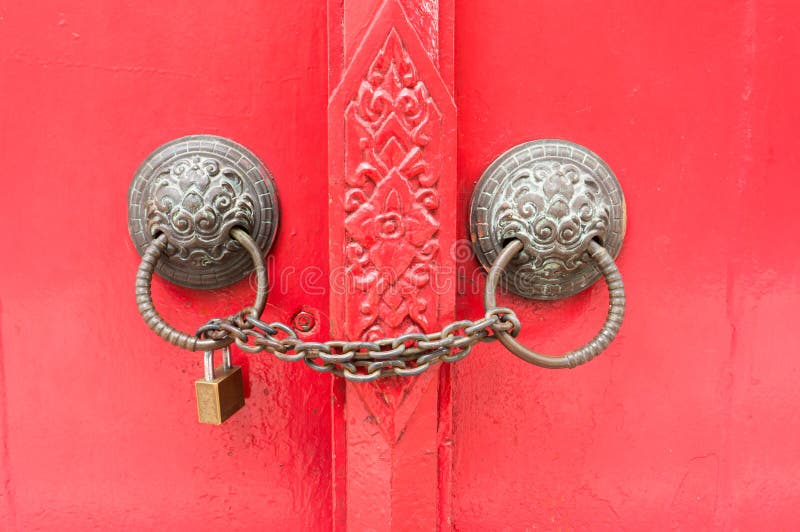 Locked red door stock photo. Image of lock, doors, outdoor - 59674518