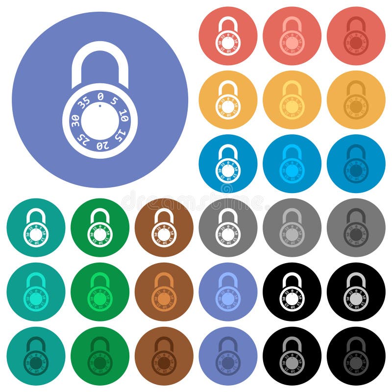Locked Round Combination Lock Round Flat Multi Colored Icons Stock ...