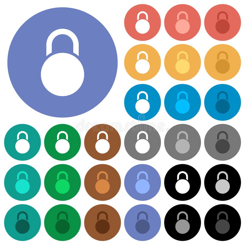 Locked Round Padlock Round Flat Multi Colored Icons Stock Vector ...