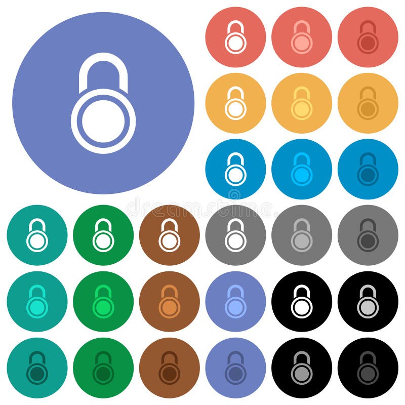 Locked Round Padlock Round Flat Multi Colored Icons Stock Vector - Illustration of padlock ...