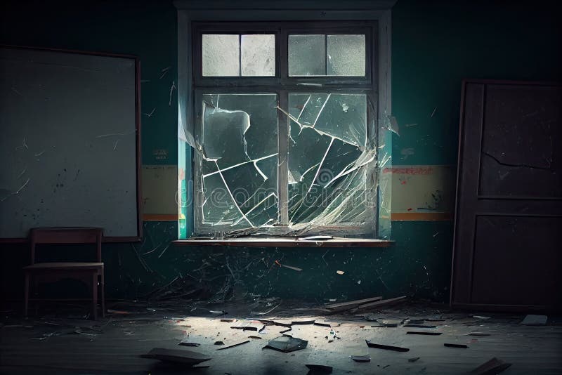 Broken Window with Adhesive Tape Holding Pieces Together Stock ...