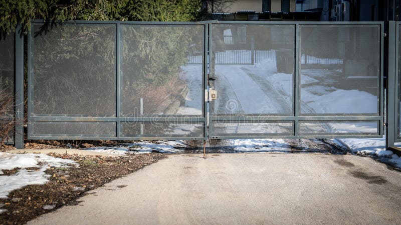 Locked Territory Gates. Fence in Industrial Zone Stock Image - Image of ...