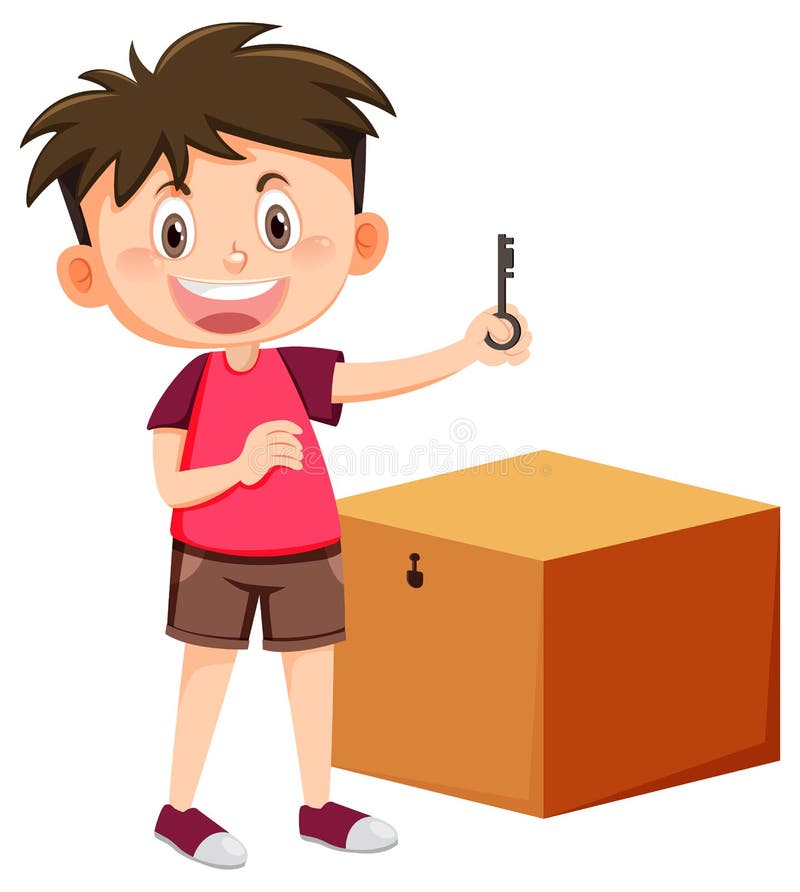 Locked Toy Box with a Boy Cartoon Character Stock Vector - Illustration ...