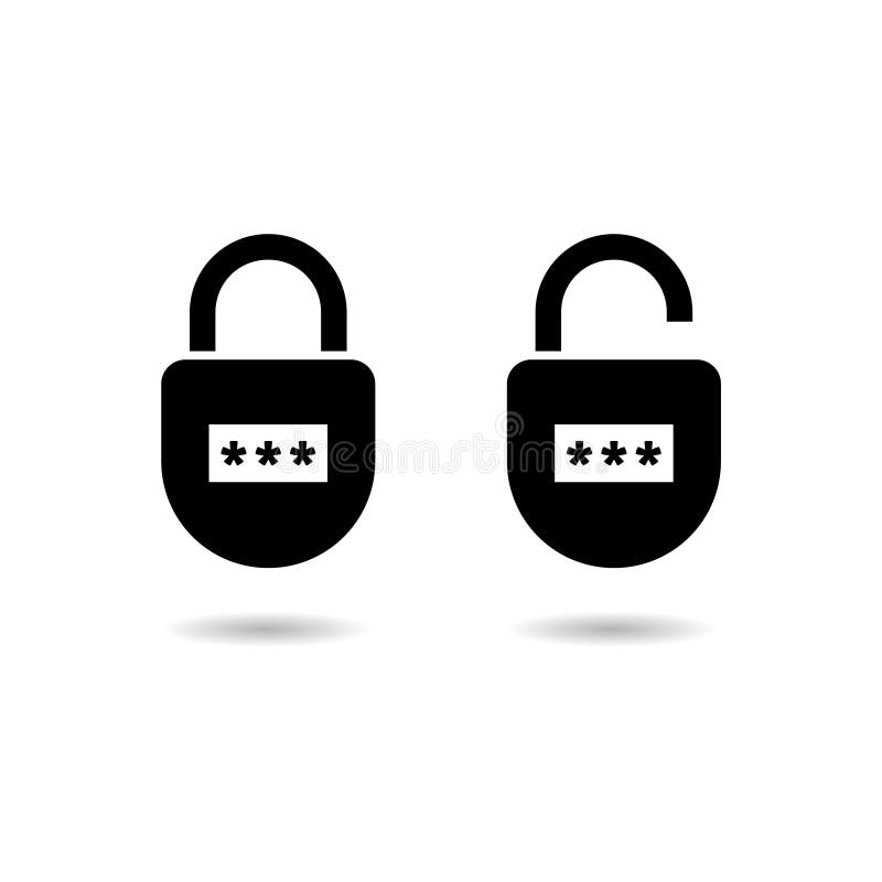 Locked and Unlocked Padlock Logo with Shadow Stock Vector ...