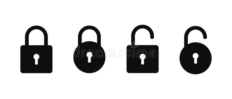 Locked and Unlocked Vector Icons Set. Collection Symbol of Web Close ...