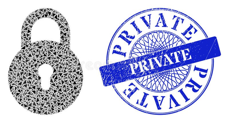 Grunge Private Seal and Triangle Locker Mosaic Stock Vector ...